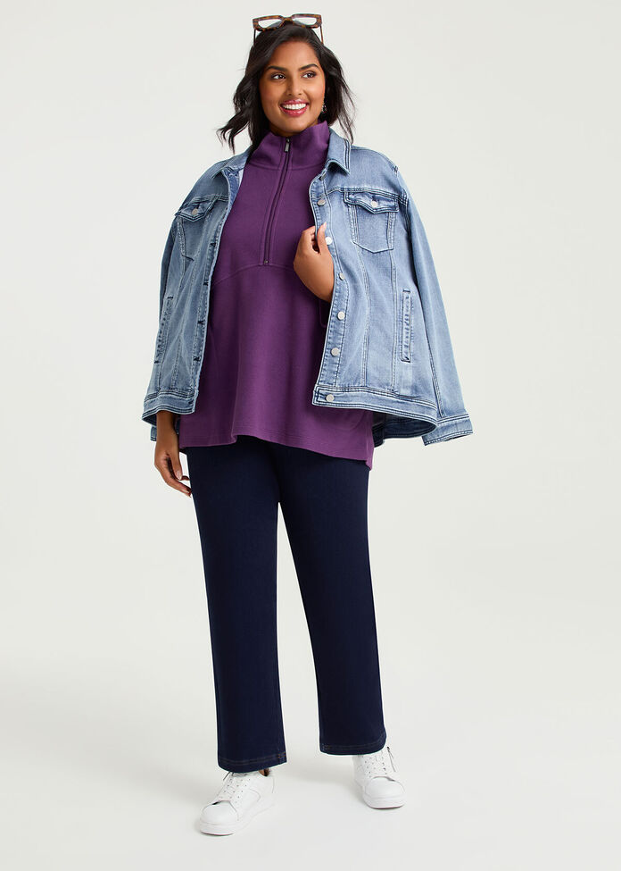 Shop Plus Size Polar Fleece 1/2 Zip Top, Purple | Taking Shape NZ