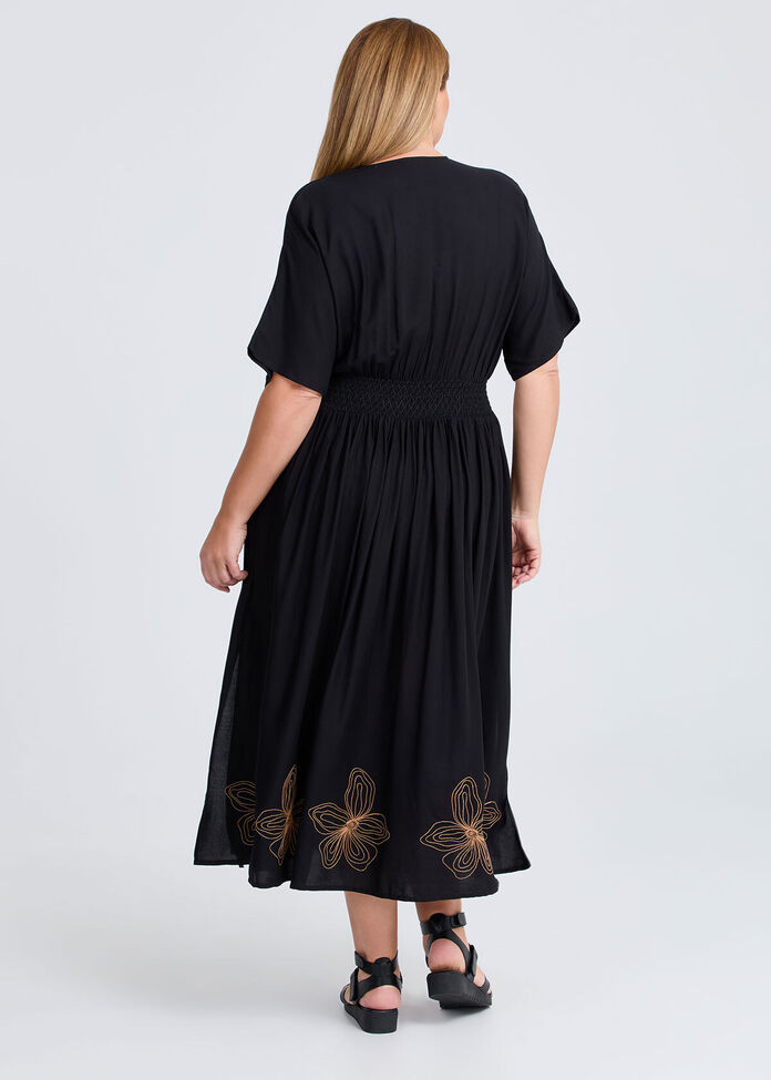 Shop Plus Size Natural Raya Embroidery Dress, Black | Taking Shape AU