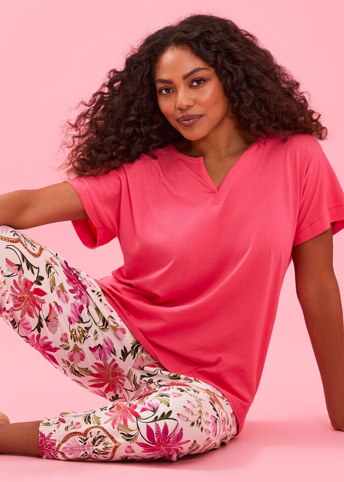 Shop Plus Size Australian Cotton Henley Pj Top, Orange | Taking Shape AU