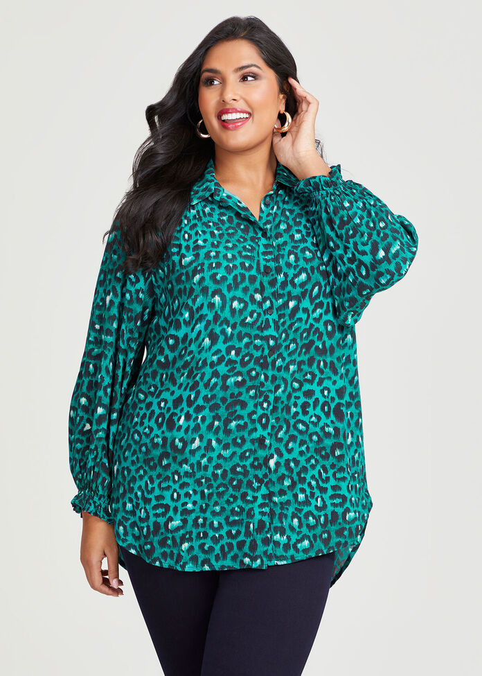 Shop Plus Size Natural Leopard Print Shirt, Multi | Taking Shape AU