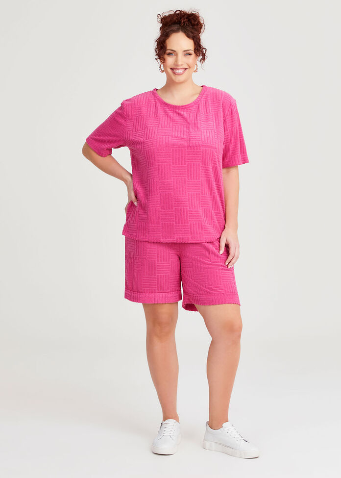 Shop Plus Size Casual Terry Patch Pocket Top, Pink | Taking Shape AU