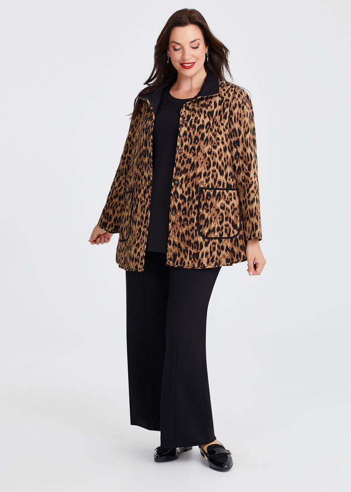 Shop Plus Size Reversible Quilt Leopard Jacket, Multi | Taking Shape AU