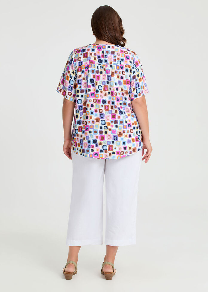 Shop Plus Size Tie Neck Check Natural Top, Multi | Taking Shape AU