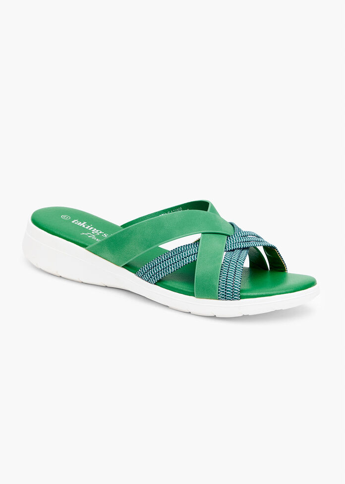 Shop Green Elastic Flex Comfort Slide | Comfortable Shoes | Taking Shape NZ