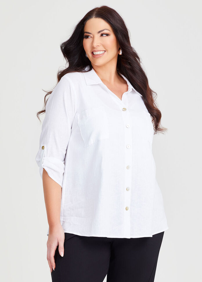 Shop Plus Size Linen Bamboo Lace Back Shirt, White | Taking Shape AU