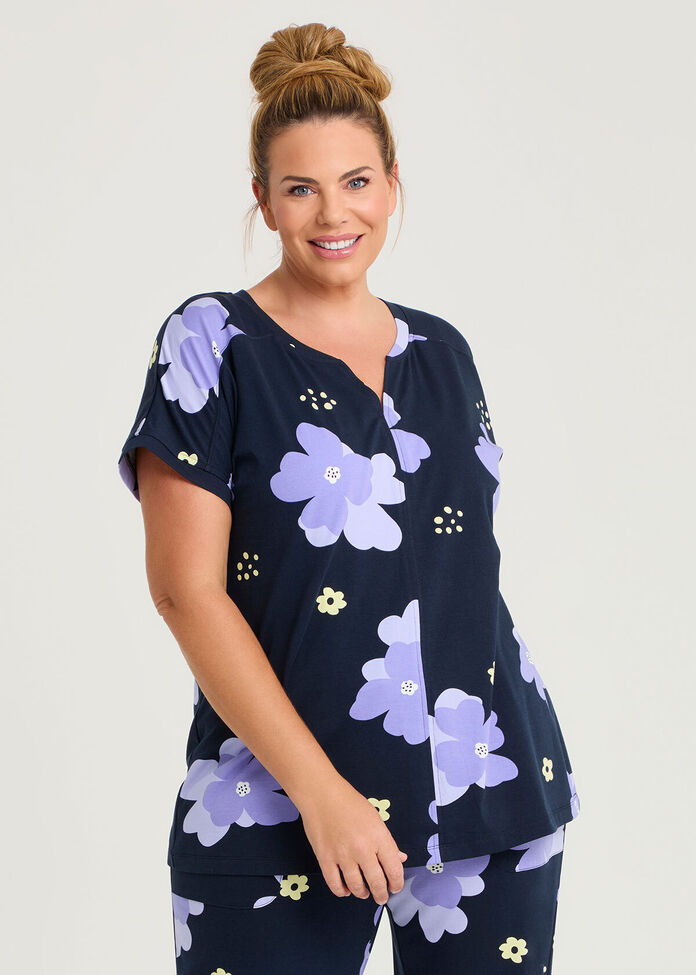 Shop Plus Size Australian Cotton Dusk Pj Top, Floral | Taking Shape NZ