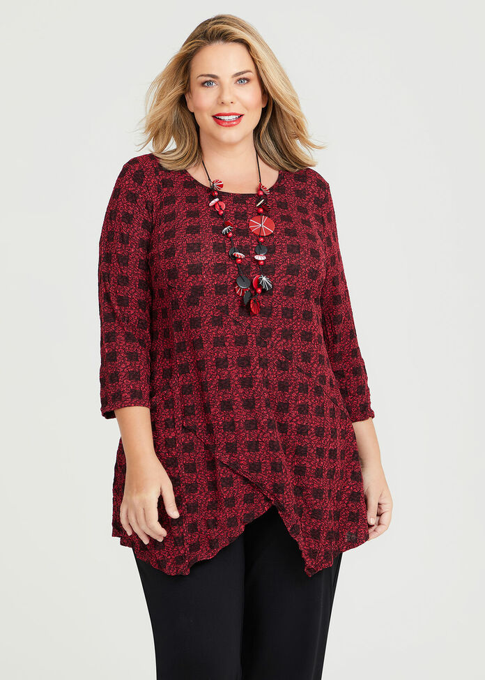 Shop Plus Size Red Square Print Crush Top, Red | Taking Shape AU