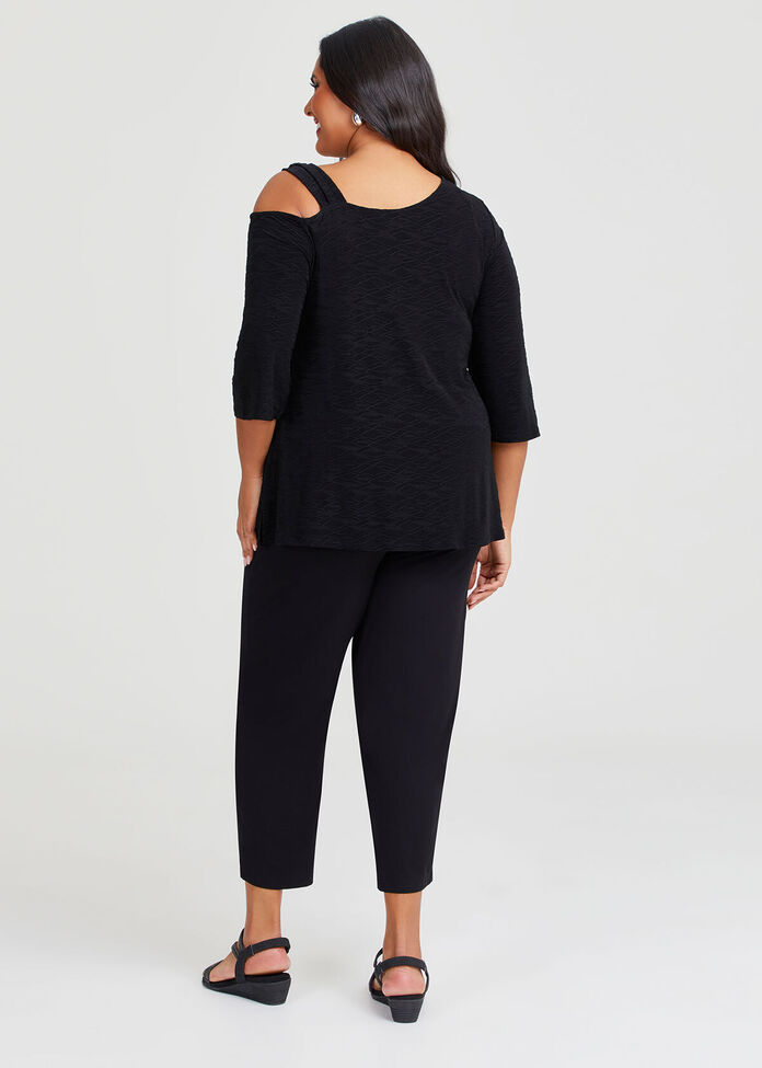 Plus Size Cold Shoulder Slinky Top in Black | Taking Shape AU