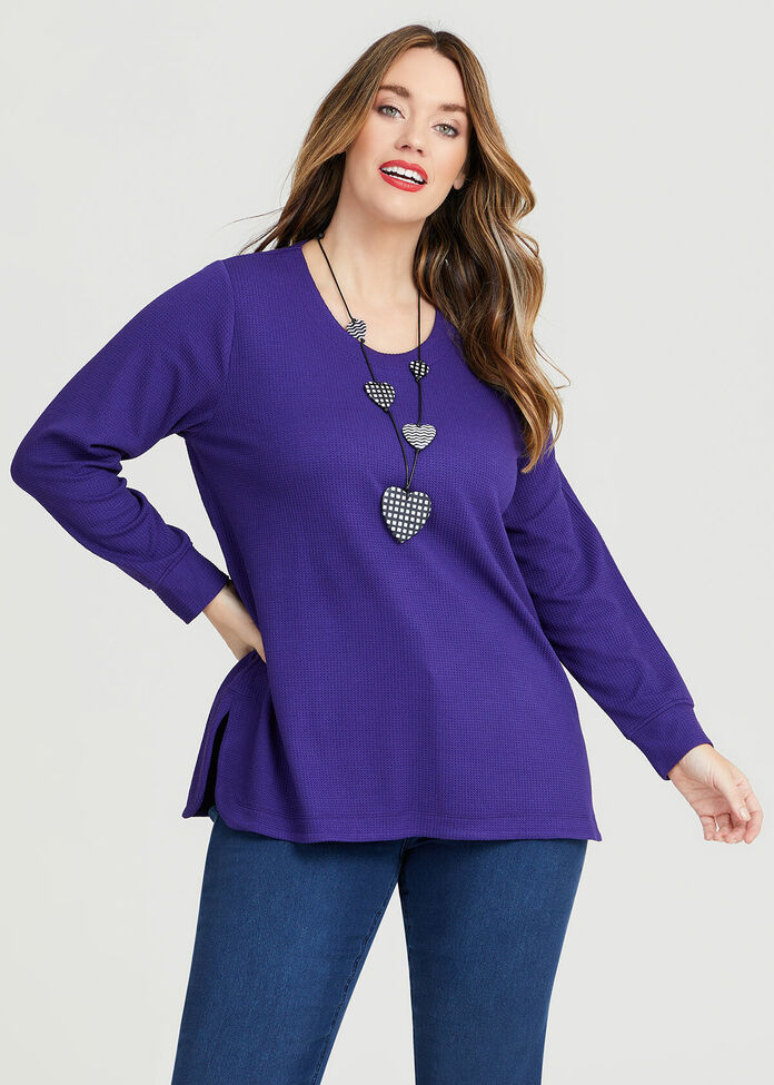 Shop Plus Size Textured Back Neck Zip Top, Purple | Taking Shape AU