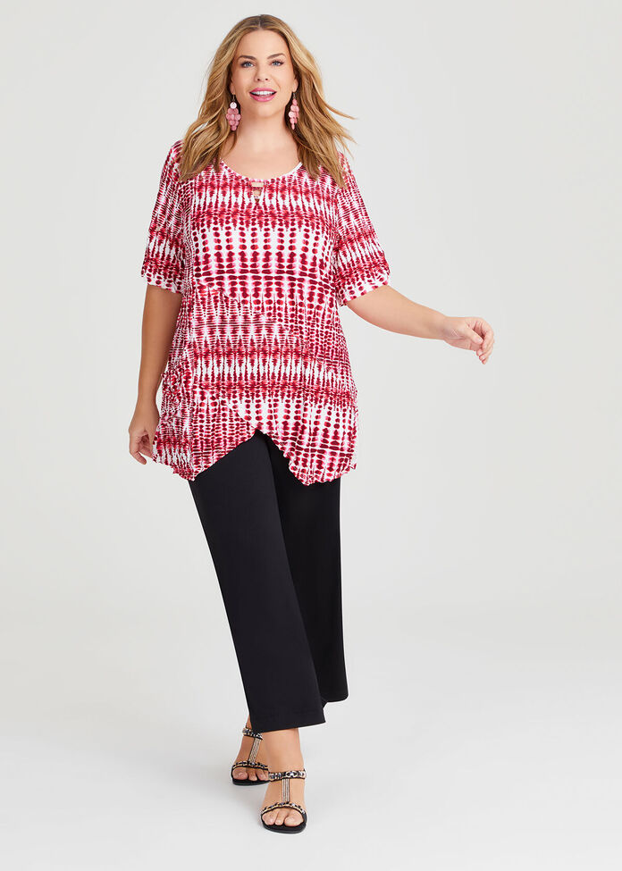 Plus Size Keyhole Neck Luna Panel Top Pink Tile | Taking Shape AU