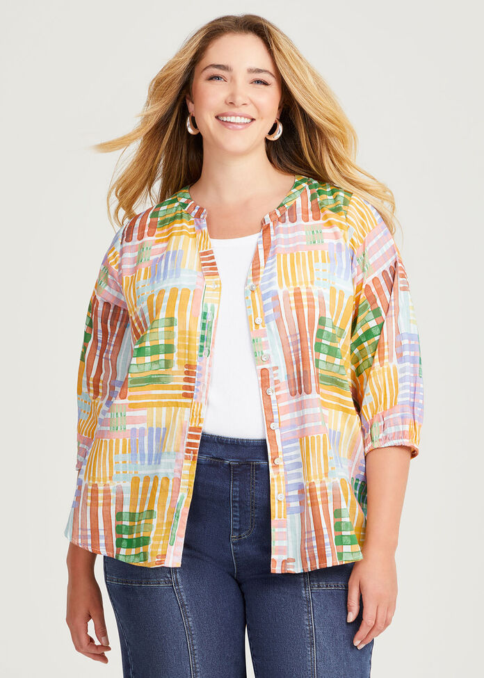 Shop Plus Size Cotton Art Stripe Top, Stripes | Taking Shape AU