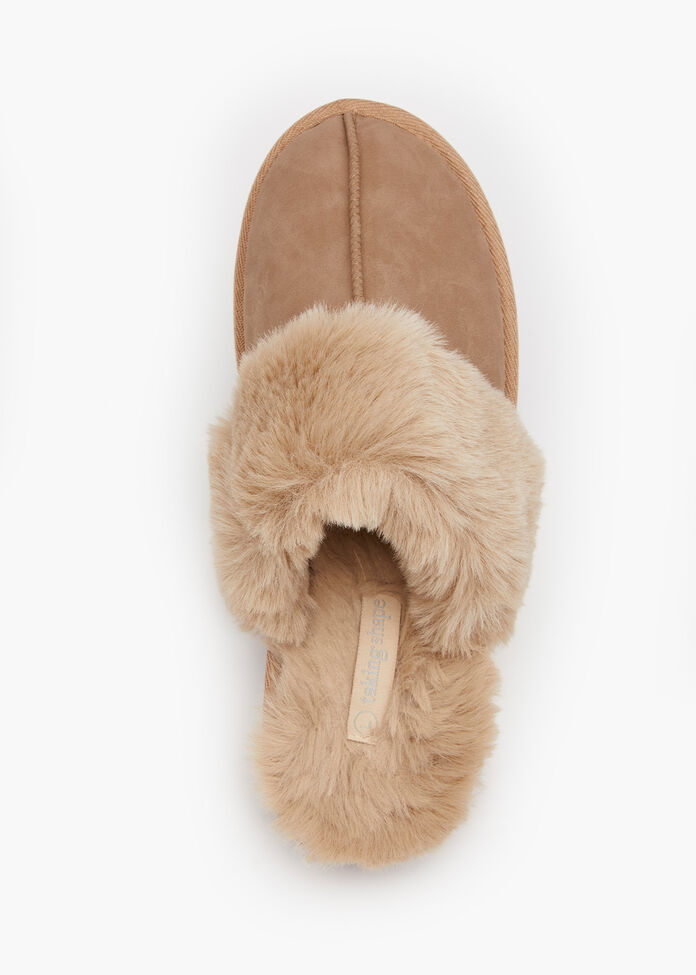 Shop Brown Fluffy Scuff Slipper | Comfortable Shoes | Taking Shape AU