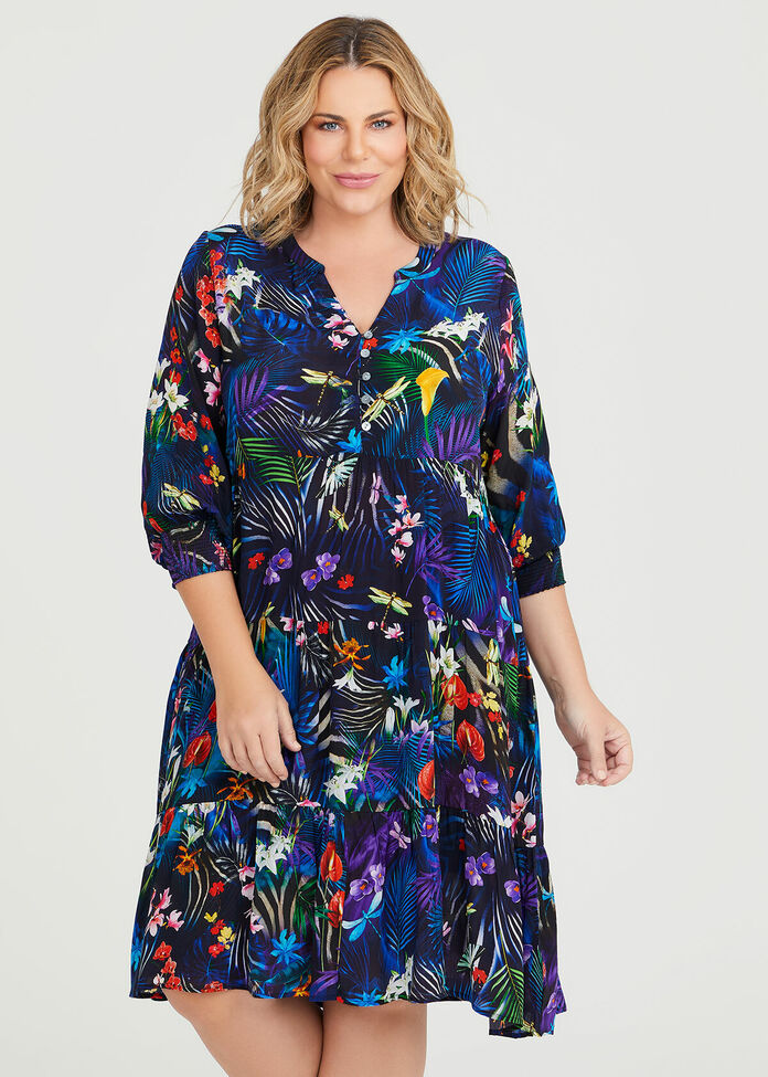 Shop Plus Size Natural Dark Tropical Dress, Multi | Taking Shape AU