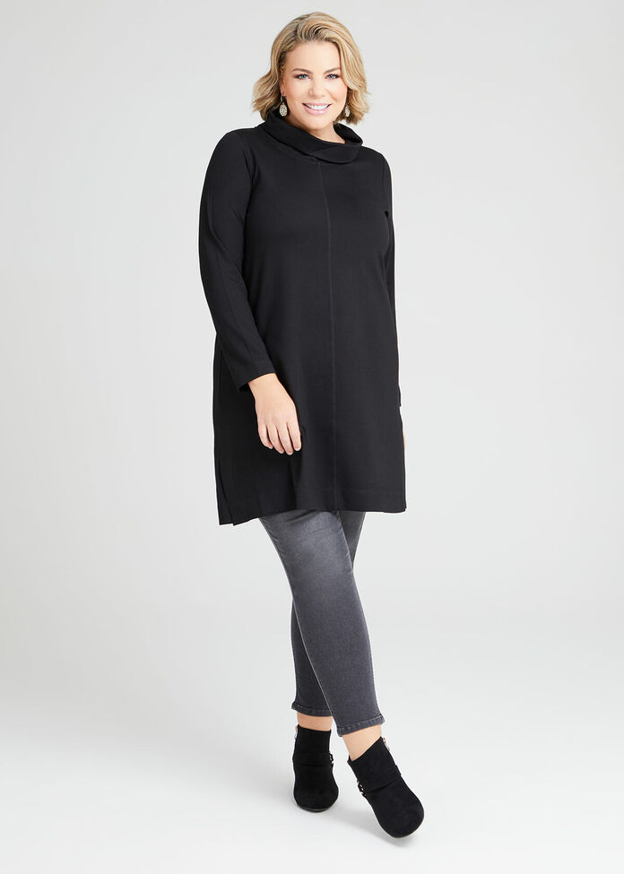 Shop Plus Size Bamboo Collar Ponte Tunic, Black | Taking Shape AU