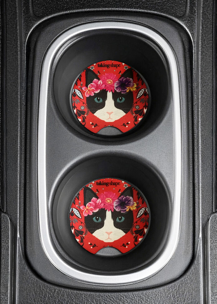Shop Set/2 Cat Car Coasters in Multi | Accessories | Taking Shape AU