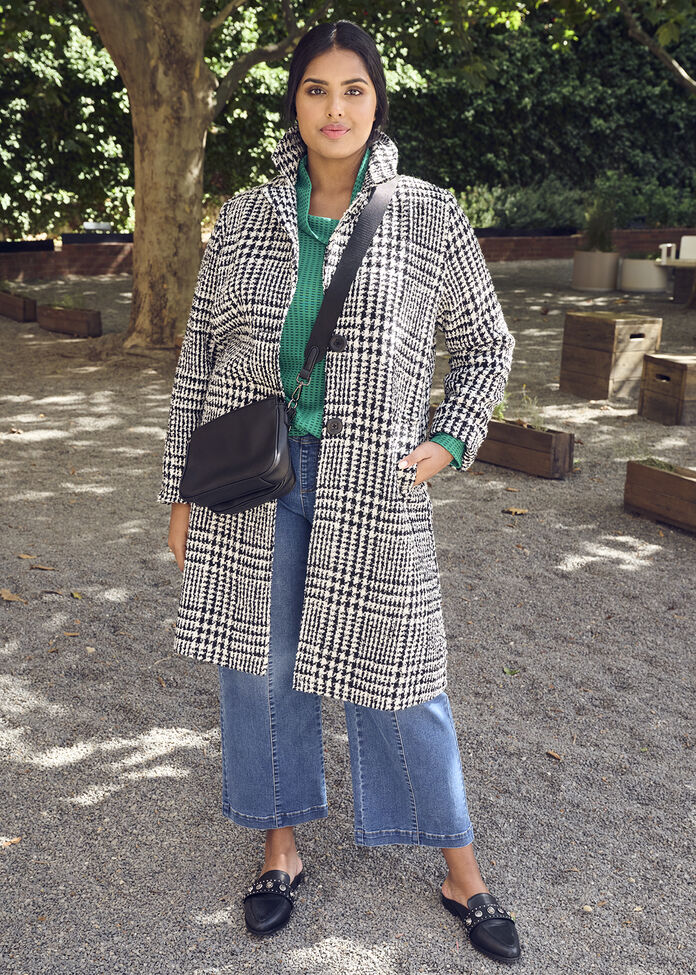 Shop Plus Size Wool Blend Check Coat, Multi | Taking Shape AU