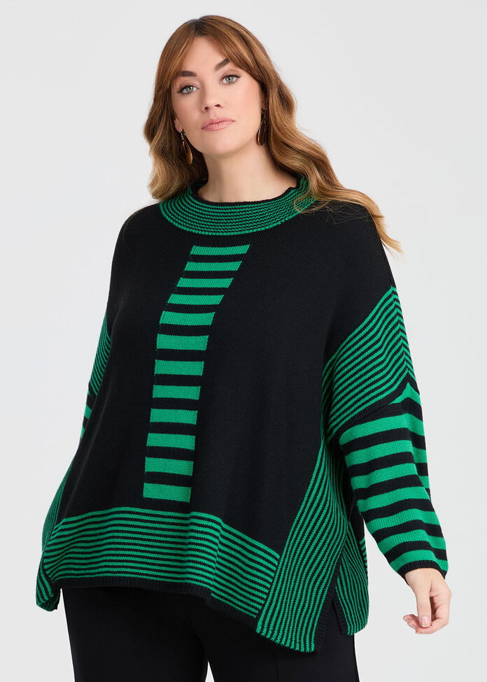 Shop Plus Size Stripe Wool Mix Jumper, Green | Taking Shape NZ