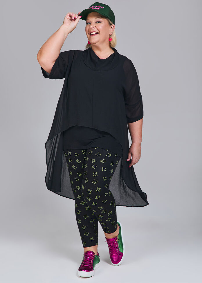 Shop Plus Size Chiffon Ada Long Sleeve Layering Top, Black | Taking ...