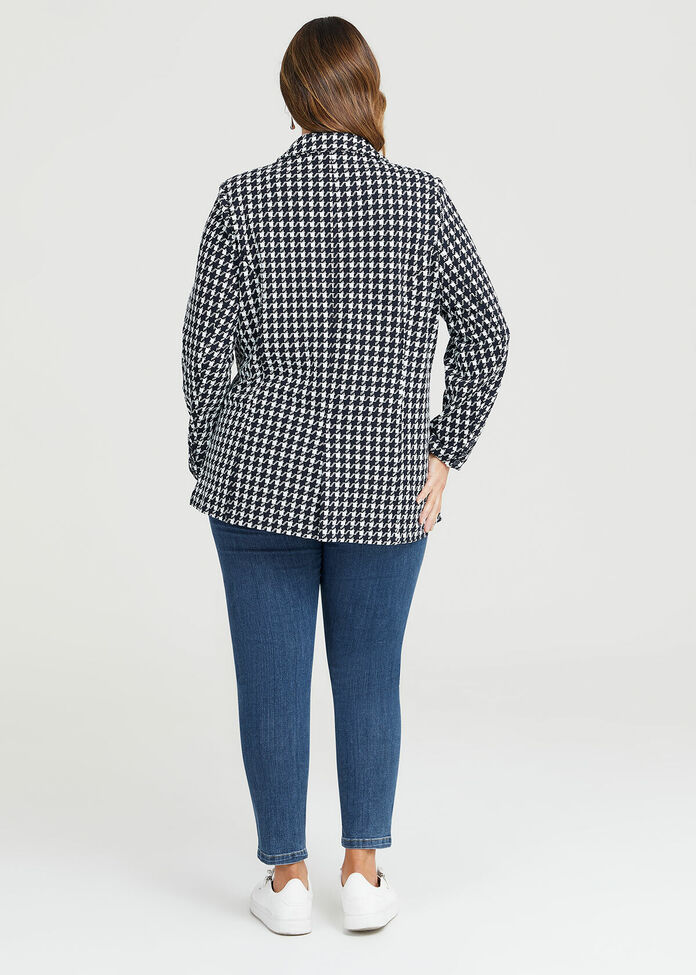 Shop Plus Size Classic Houndstooth Blazer, Blue | Taking Shape AU