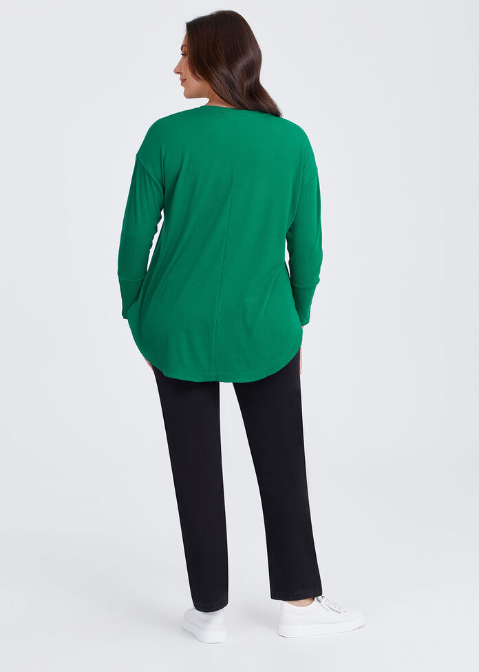 Plus Size Women's Rib Hi-lo Top in Green | Taking Shape NZ