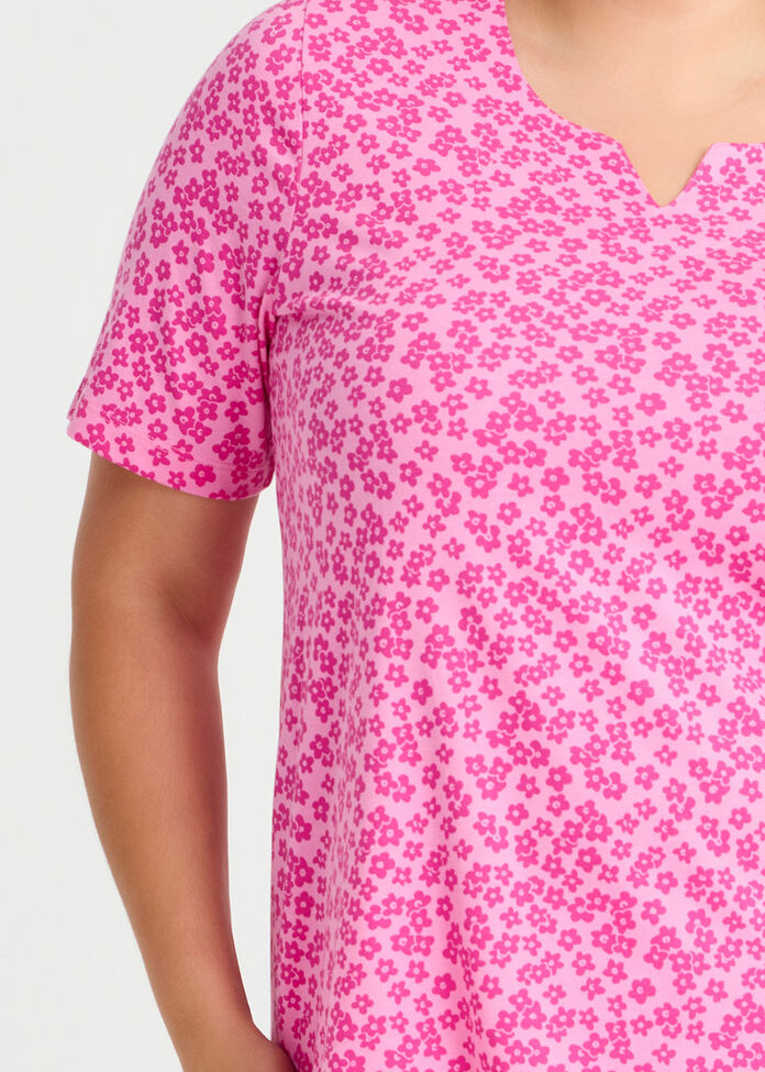 Shop Plus Size Cotton Notch Neck Top, Floral | Taking Shape NZ