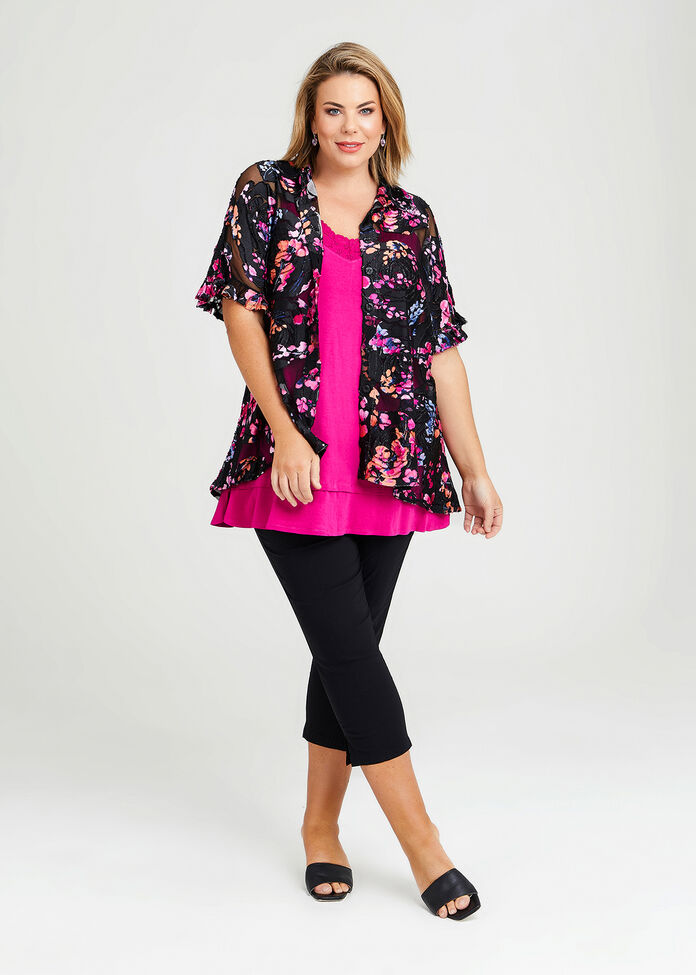 Shop Plus Size Blossom Satin Mesh Over Top, Multi | Taking Shape AU