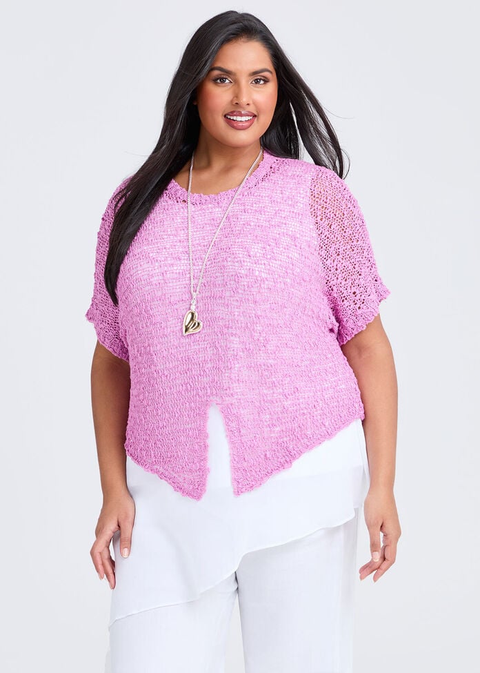 Shop Plus Size Cotton Boucle Sparkle Knit Over Top, Pink | Taking Shape NZ