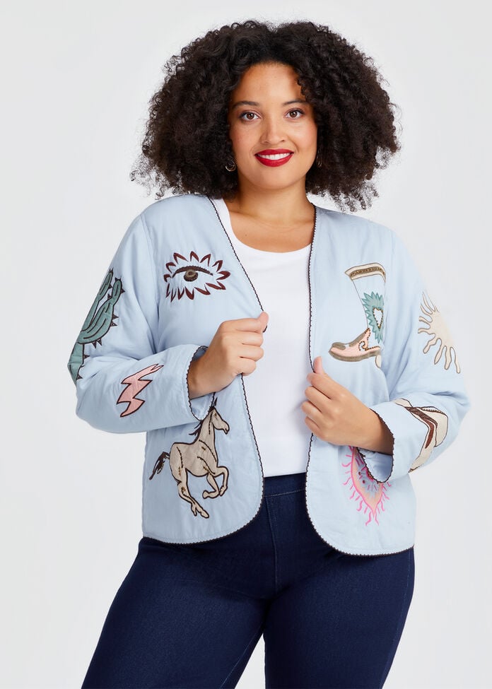 Shop Plus Size Cotton Western Icon Jacket, Blue | Taking Shape AU