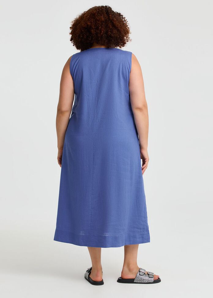 Shop Plus Size Linen Blend Olivia Dress, Blue | Taking Shape NZ