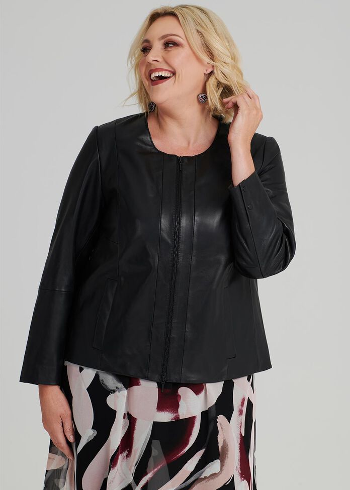 Shop Plus Size Coco Leather Jacket in Black | Taking Shape AU