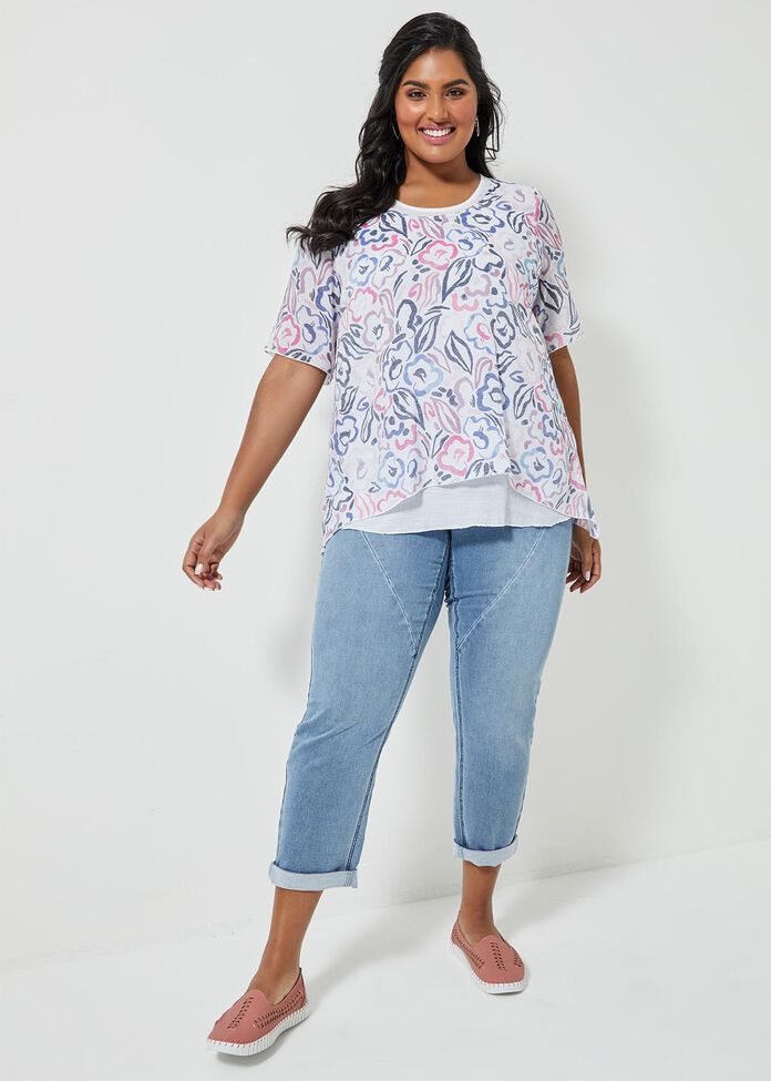 Shop Plus Size Natural Watercolour Floral Top, Print | Taking Shape AU