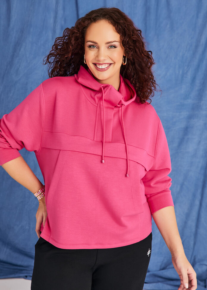 Plus Size Modal Half Zip Hoodie in Bright Pink | Taking Shape AU