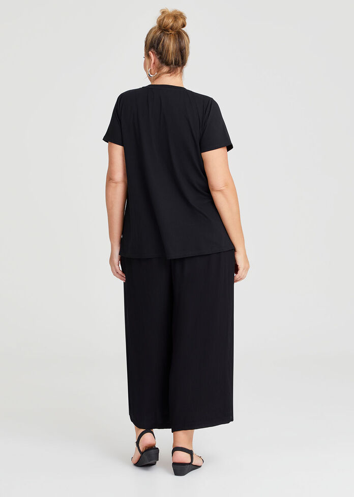 Shop Plus Size Cotton Sequin Palm Top, Black | Taking Shape AU