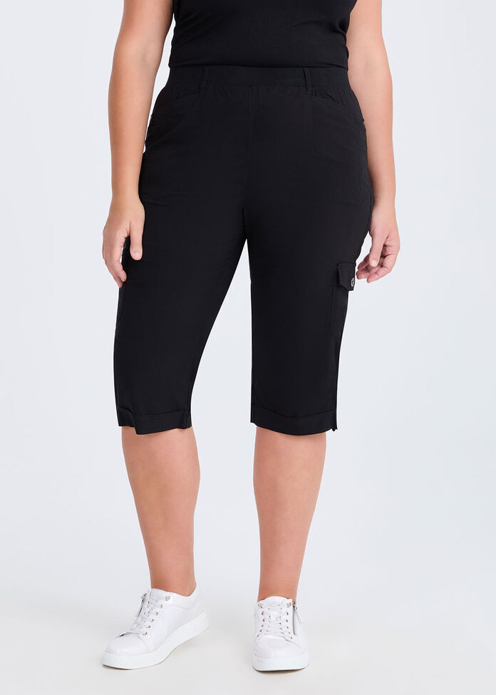 Shop Plus Size Castaway Rib Cargo Crop Pant, Black | Taking Shape NZ