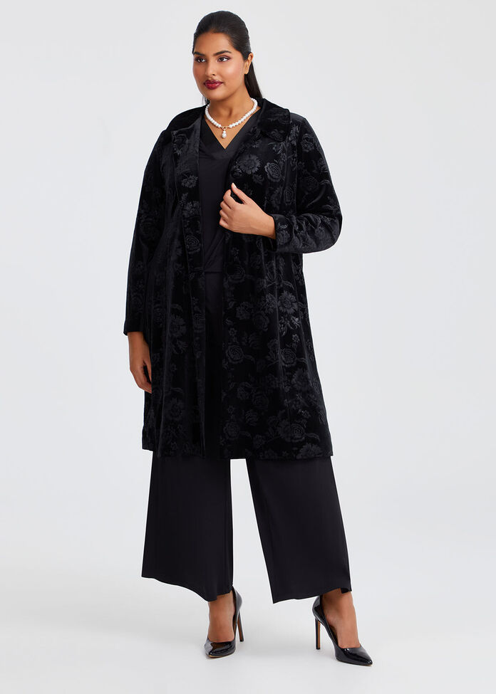 Shop Plus Size Rose Embossed Velvet Opera Coat, Black | Taking Shape NZ