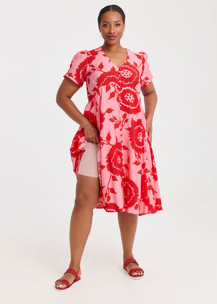 Shop Plus Size Natural Button Thru Flora Dress, Floral | Taking Shape AU