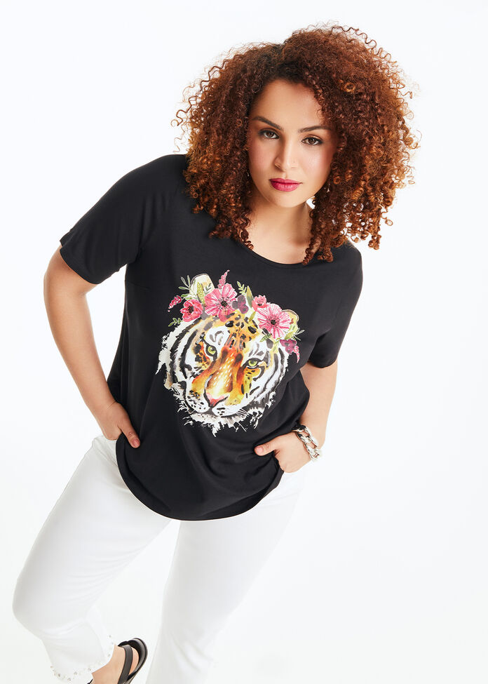 Shop Plus Size Natural Eye Of The Tiger Top, Black | Taking Shape NZ