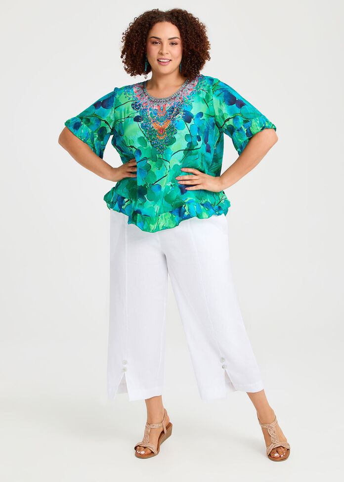Shop Plus Size Salsa Ruffle Natural Top, Multi | Taking Shape UK