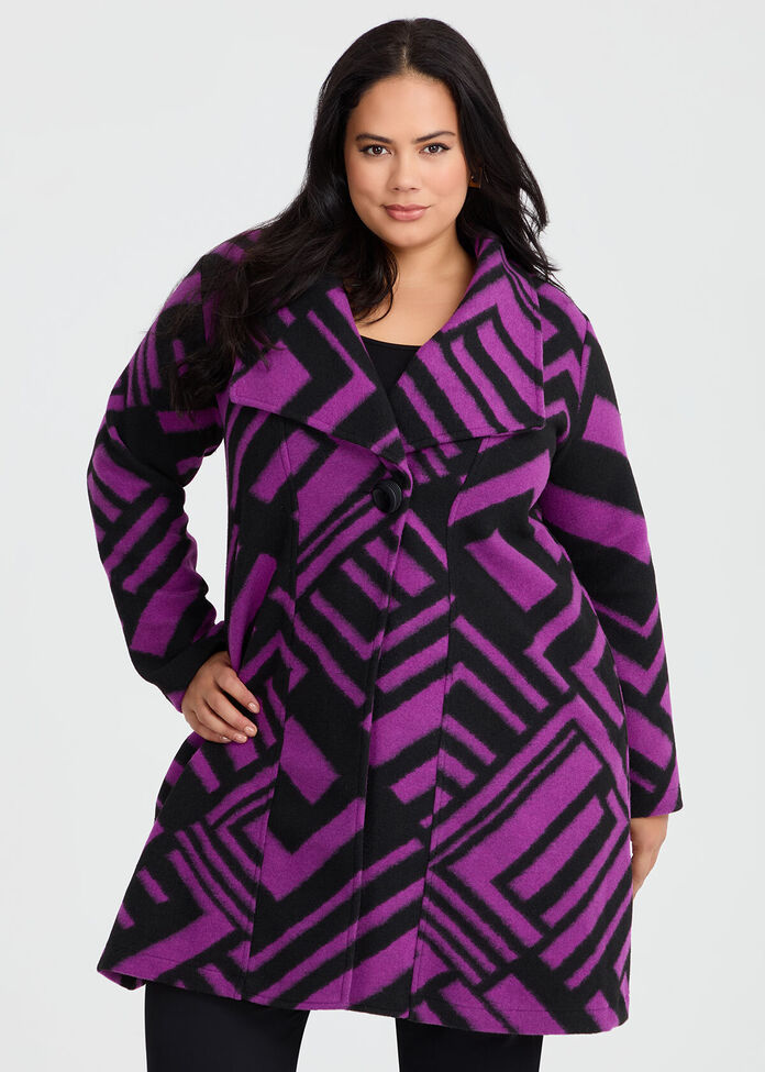 Shop Plus Size Deco Brushed Knit Coat, Purple | Taking Shape NZ