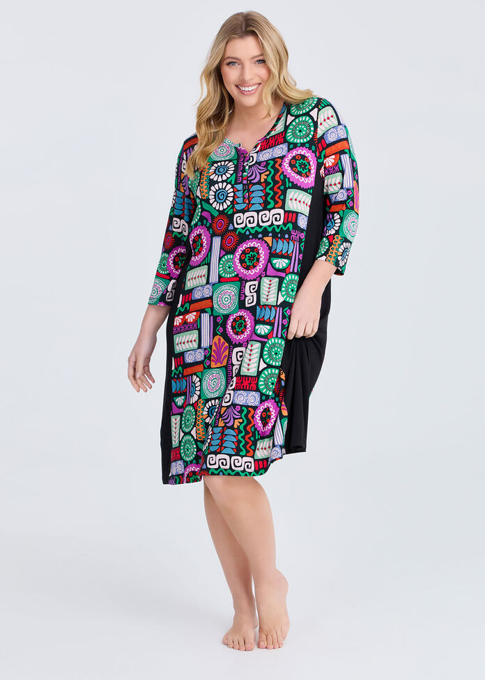 Shop Plus Size Bamboo Fun Print Placket Nightie, Multi | Taking Shape AU