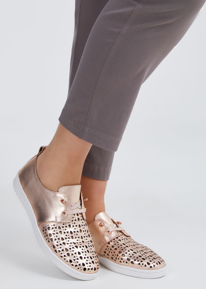 Shop Gold Leather Lasercut Sneaker | Comfortable Shoes | Taking Shape AU