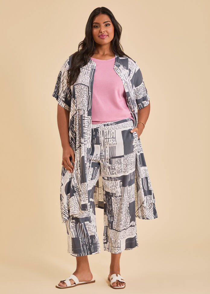 Shop Plus Size Natural Ella Abstract Crop Pant, Multi | Taking Shape NZ