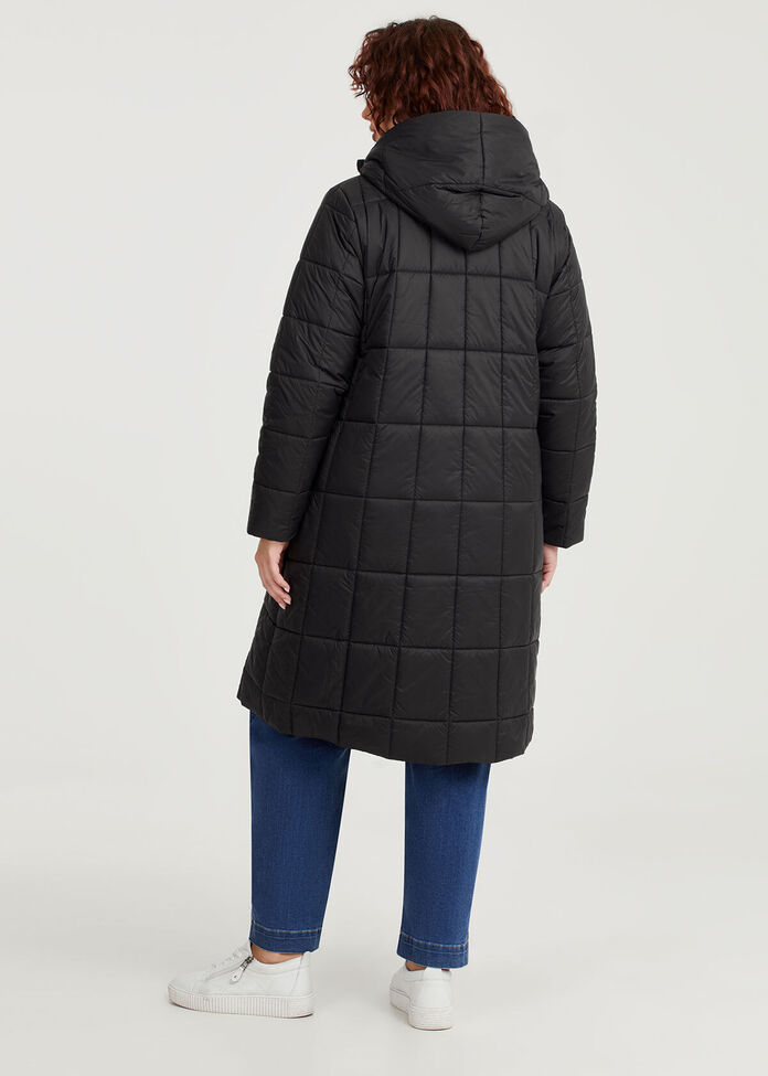 Shop Plus Size A Line Hooded Puffer Jacket, Black | Taking Shape NZ