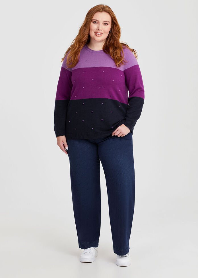 Plus Size Colour Block Crew Neck Navy & Purple Multi | Taking Shape AU