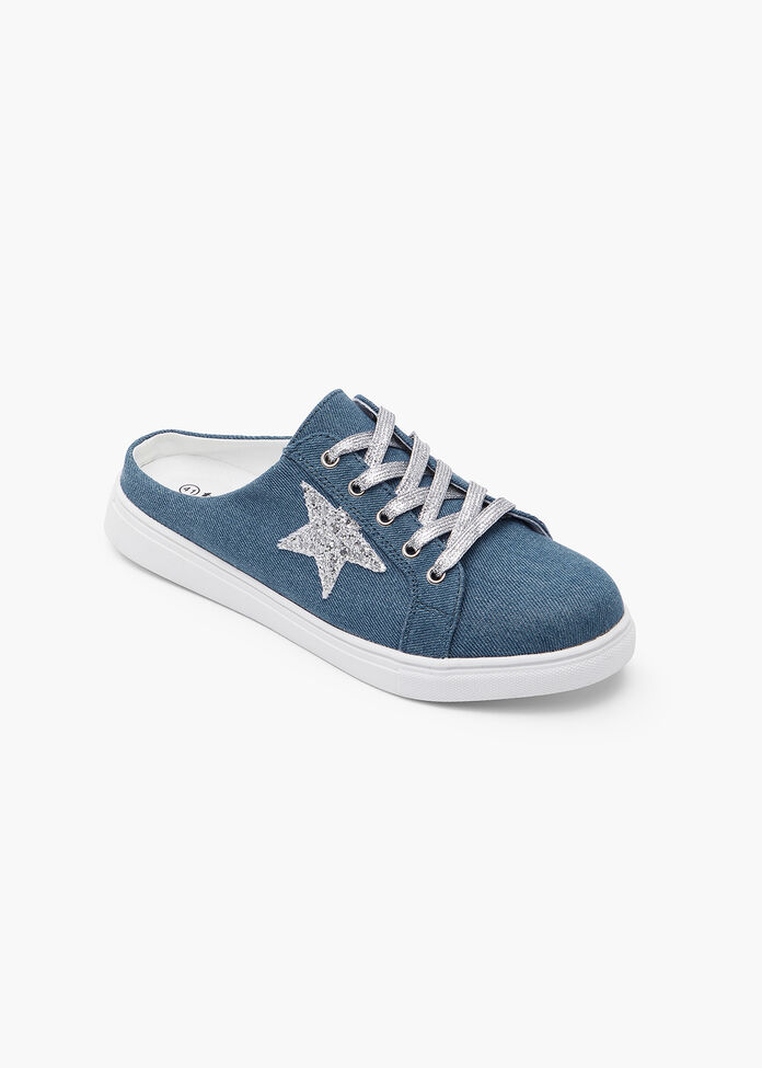 Shop Blue Denim Star Slide | Comfortable Shoes | Taking Shape AU