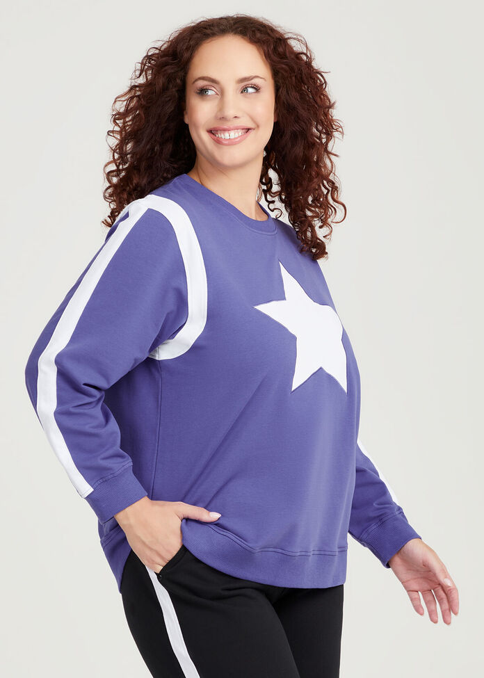 Shop Plus Size Cotton Active Spliced Sweatshirt, Blue | Taking Shape AU