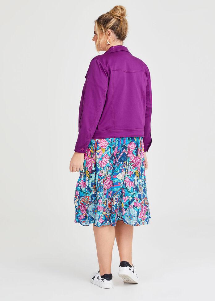 Shop Plus Size Coloured Classic Denim Jacket in Purple | Taking Shape AU