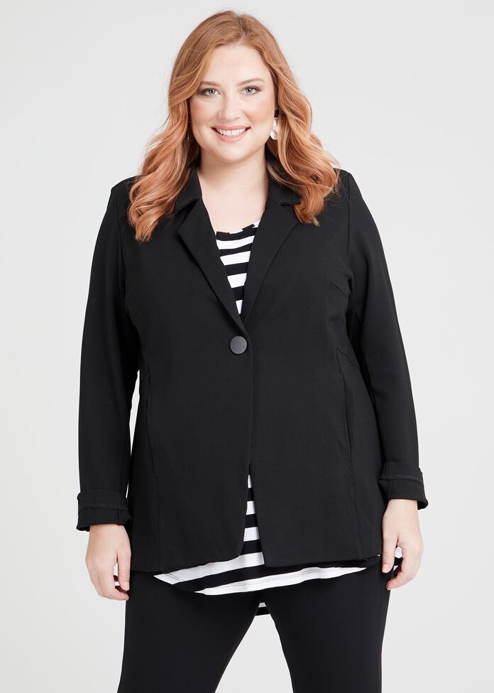 Shop Plus Size Bamboo Ponte Panel Ivy Jacket, Black | Taking Shape AU