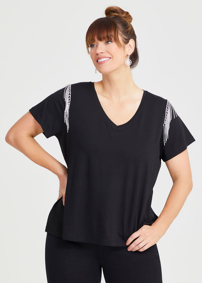 Shop Plus Size Diamonte Embellished Top, Black | Taking Shape UK