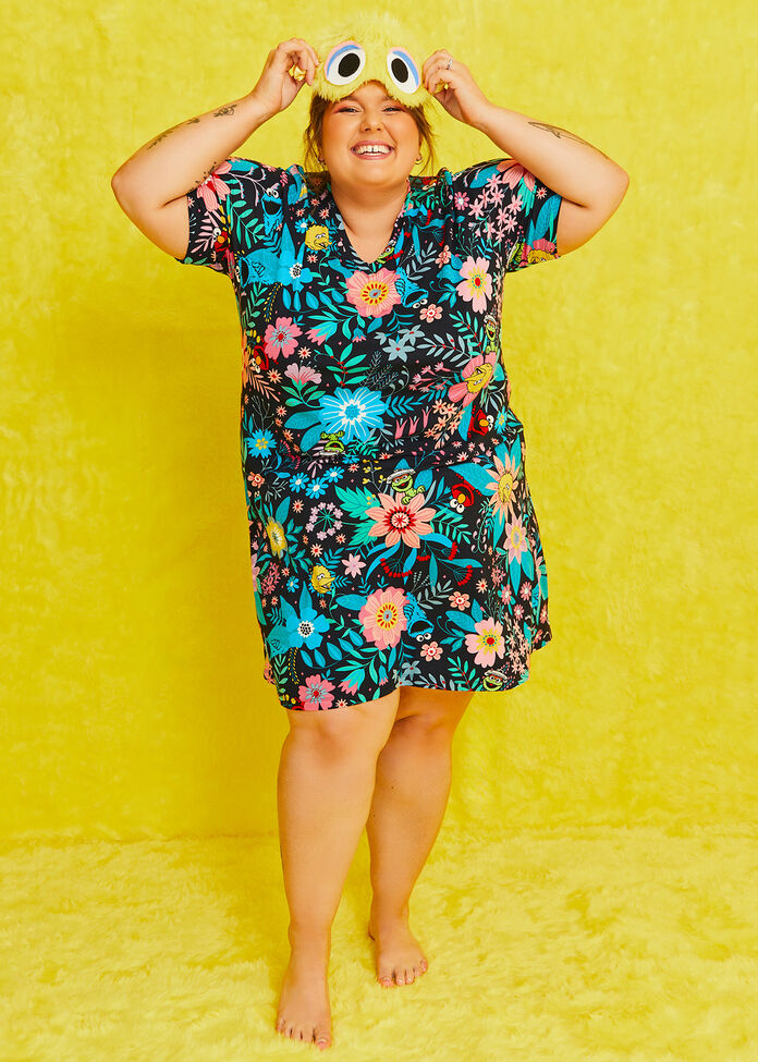 Shop Plus Size Sesame Street Floral Nightie In Multi Taking Shape Nz